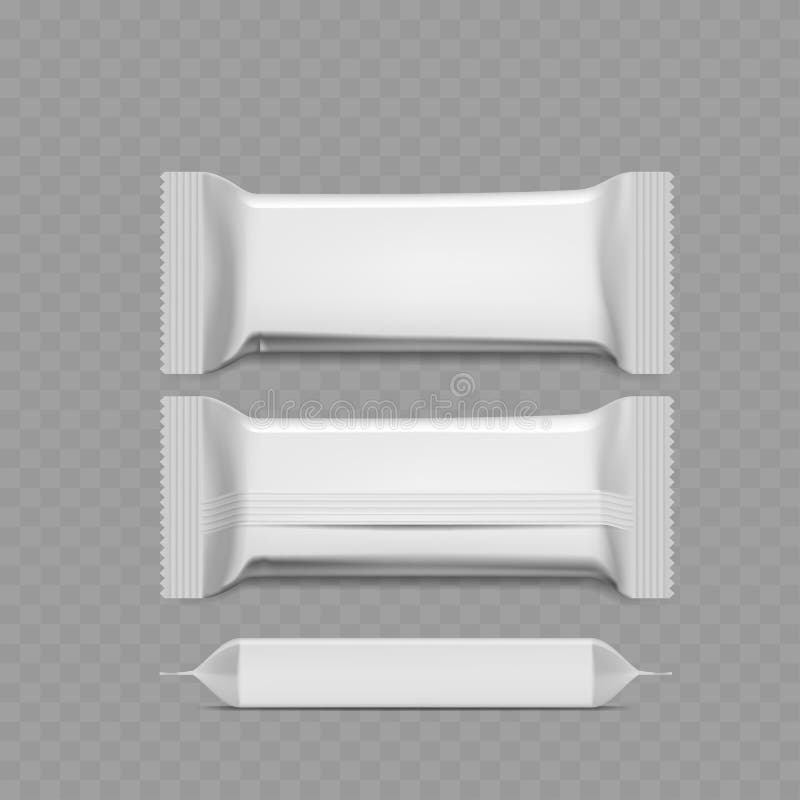 Blank White Snack Bar Wrapper Mockup - Flow Pack Template. Vector Stock ...