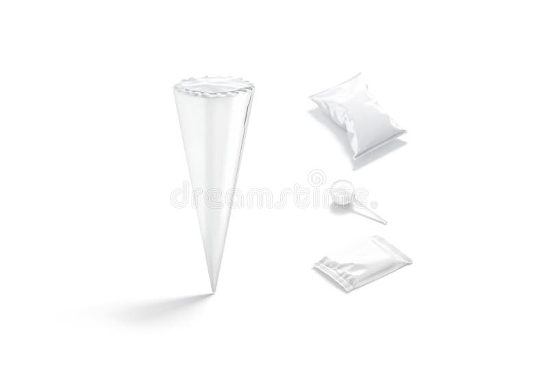 Blank White Snacks Pack Mockup, Different Views Stock Illustration ...