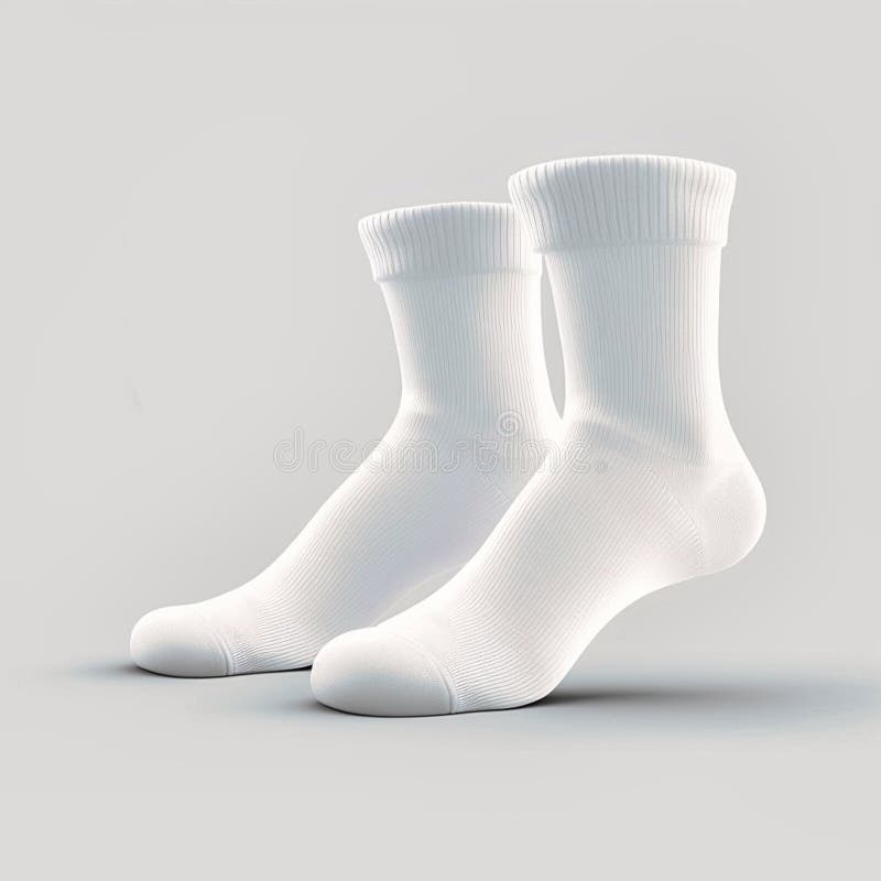 Blank White Socks Mockup Template Front and Back, Generative AI Stock ...