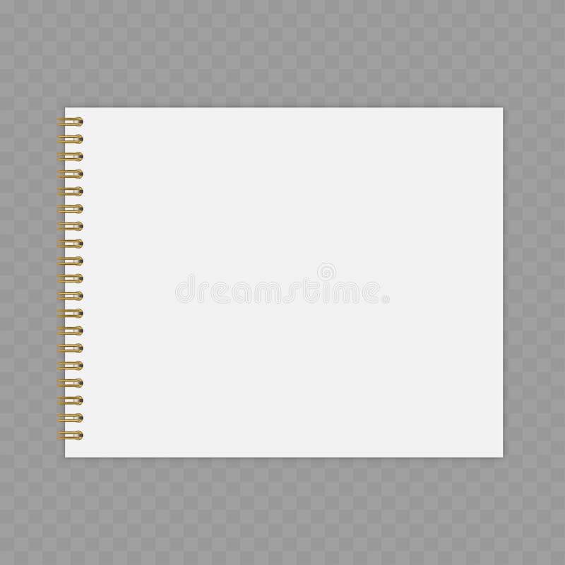 Blank White Spiral Notebook Mockup - Wire-Bound Pad Template. Vector ...