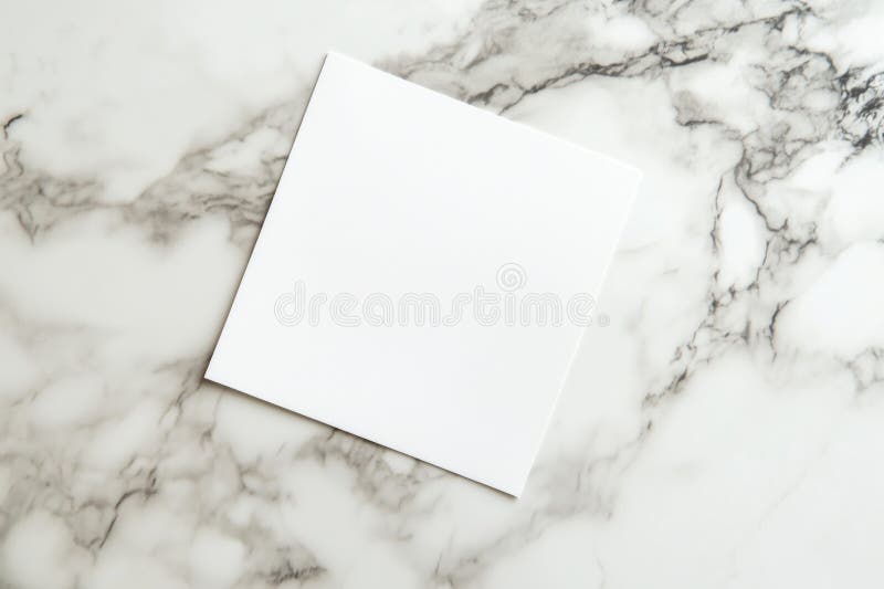 Blank White Square Card on Marble Surface in Minimalistic Setting Stock ...