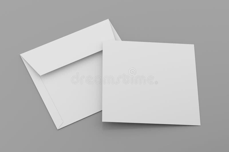 Blank White Square Envelope Mockup with an Invitation Card - 3d ...