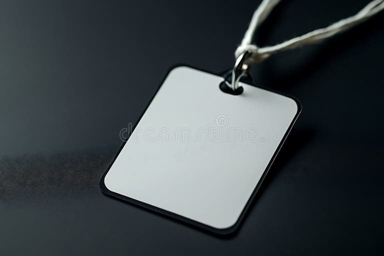 Blank White Square Identification Tag with Lanyard Stock Illustration ...