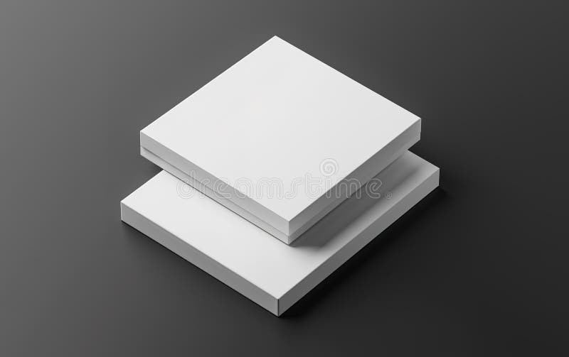 Blank White Square Notepads Stacked on a Dark Surface with Soft Shadows ...