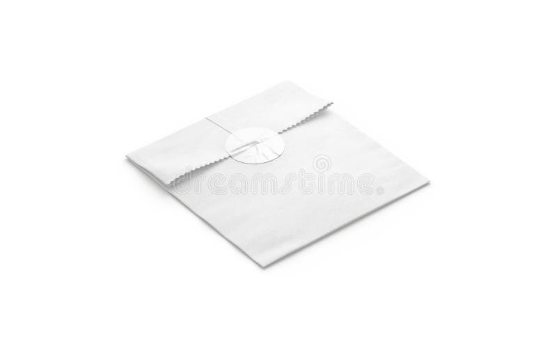 Blank White Square Paper Bag with Sticker Mockup, Side View Stock ...