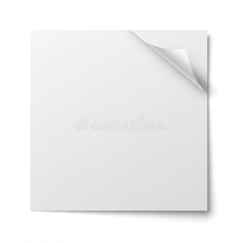 A Blank White Square Piece of Paper with a Curled Corner in the Top ...