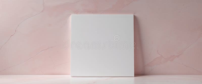 Blank White Square on Pink Marble Backdrop Stock Photo - Image of ...