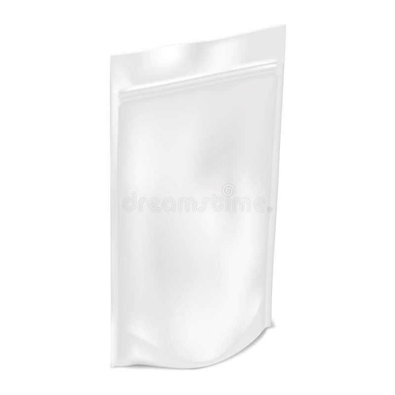 Blank White Stand-up Pouch with Zip Lock Mock-up. Plastic Bag Template ...