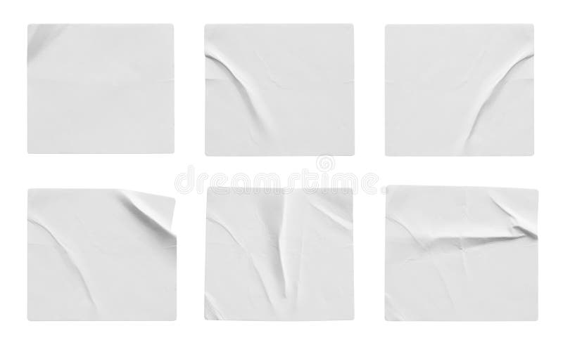 Blank White Sticker Label Set Isolated on White Background Stock Photo ...