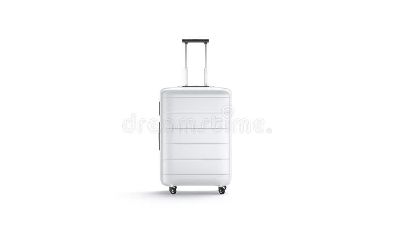Blank White Suitcase with Handle Mockup Stand, Front View Stock ...