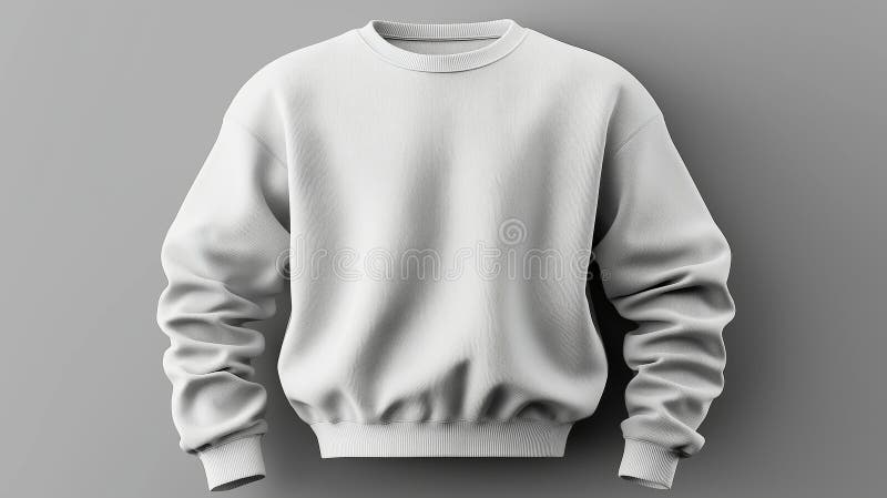Blank White Sweatshirt Mockup, Front View. 3D Rendering Stock ...