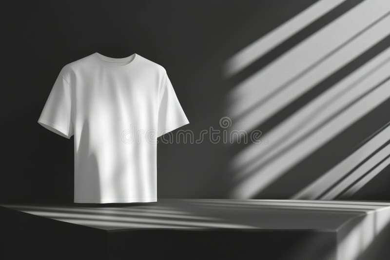 Blank White T-Shirt on a Black Podium, Minimalist Apparel Display with ...
