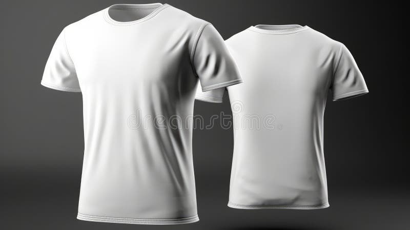 Blank WhitE T-Shirt Front and Back View for Design Mockup. Stock ...