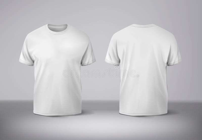 Blank White T-shirt Mockup Front and Back. Plain Cotton T-shirt Mockup ...