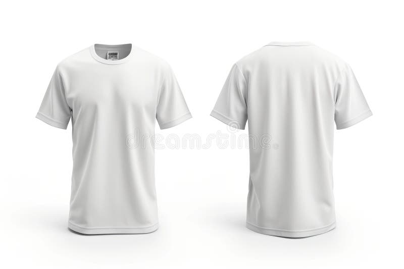 Blank White T-shirt Mockup, Front and Back View Stock Illustration ...
