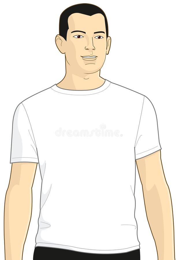 Blank White T-shirt Model Man 2 Stock Illustration - Illustration of ...