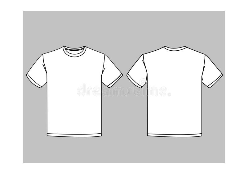 Blank White T-shirt Template. Front and Back View Vector Design in ...