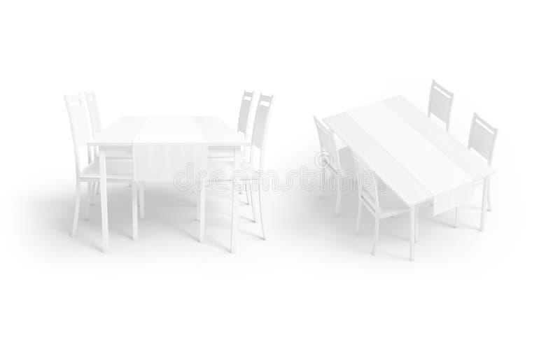 Blank White Table Runner Mockup, Front and Side View Stock Illustration ...