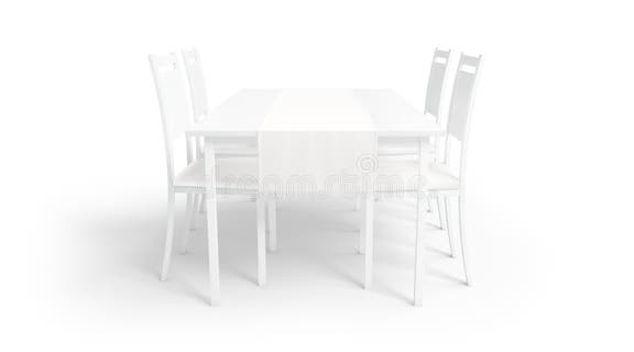 Blank White Table Runner Mockup, Front View Stock Illustration ...