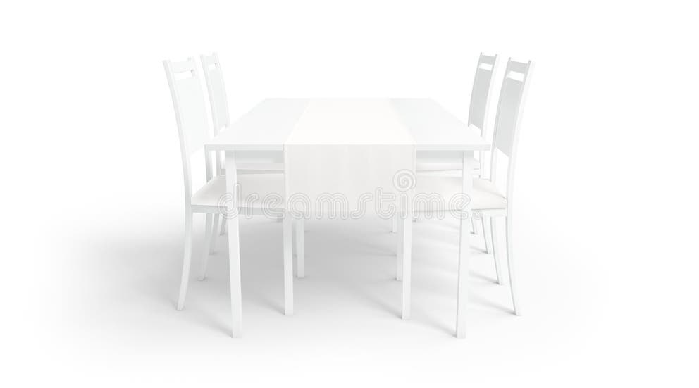Blank White Table Runner Mockup, Front View Stock Illustration ...