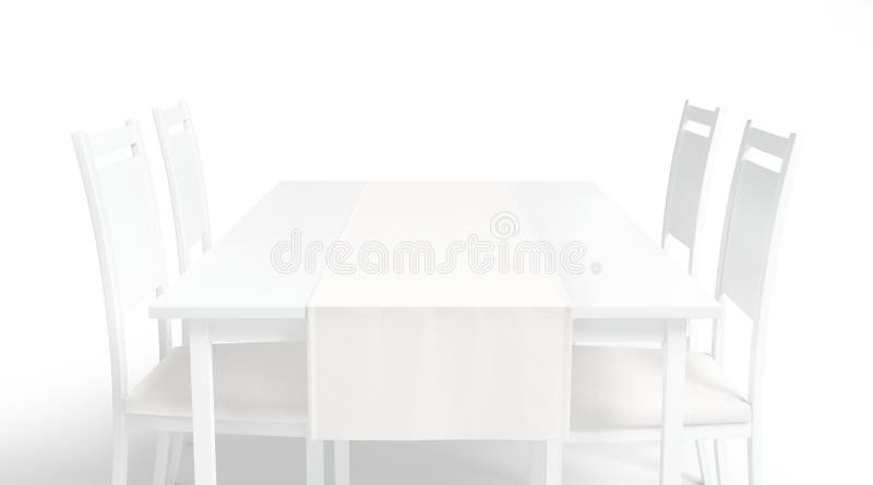 Blank White Table Runner Mockup, Front View Stock Illustration ...