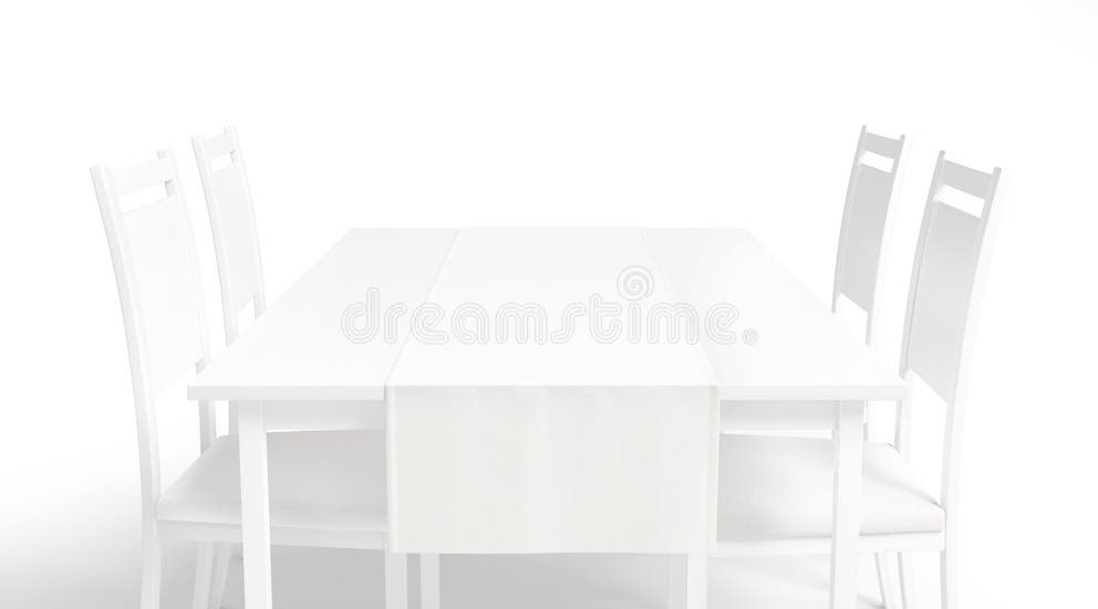 Blank White Table Runner Mockup, Front View Stock Illustration ...