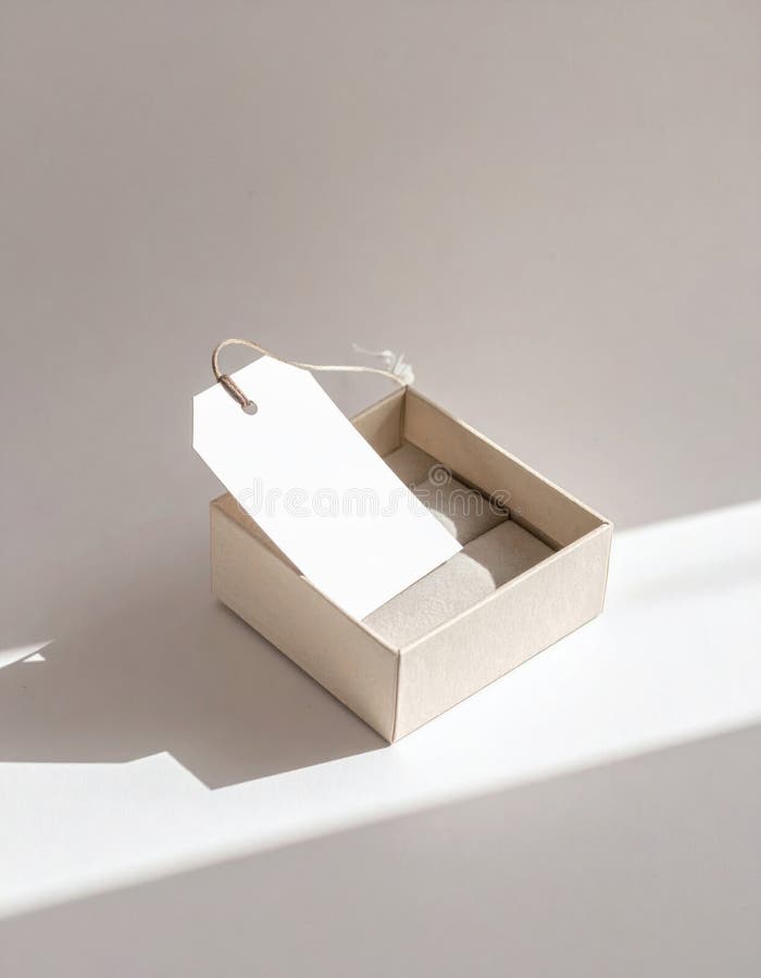 Blank White Tag in Beige Cardboard Box Stock Illustration ...