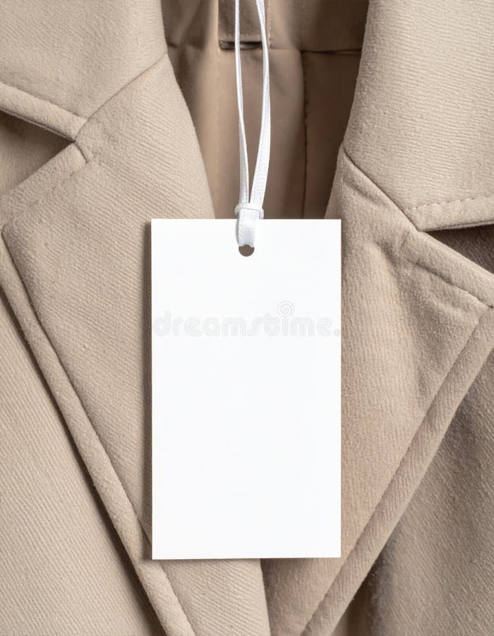 Blank White Tag on Beige Coat Stock Illustration - Illustration of ...