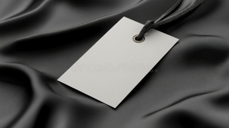 Blank White Tag on Black Fabric Background Stock Illustration ...