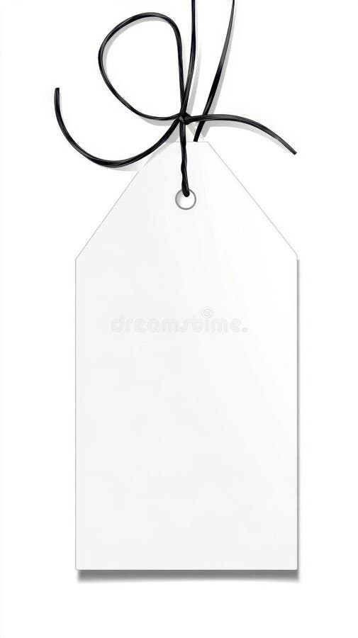 Blank White Tag with Black String Stock Illustration - Illustration of ...