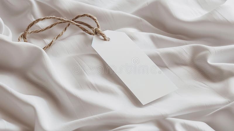 Blank White Tag on Crumpled Silk Fabric Stock Illustration ...