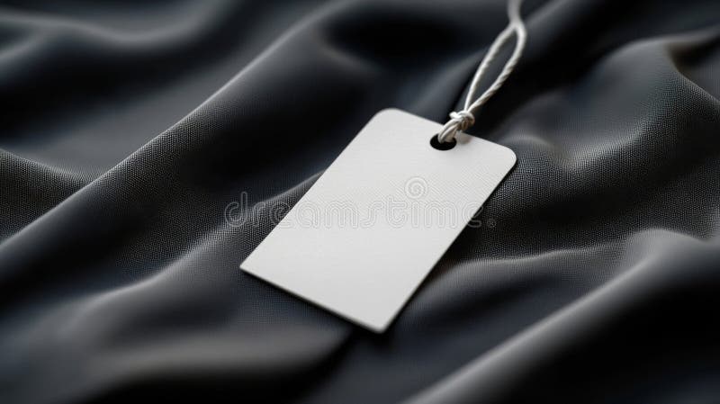 Blank White Tag on Dark Gray Fabric Stock Illustration - Illustration ...