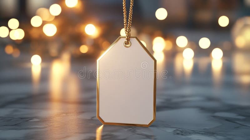 Blank White Tag with Gold Border on Dark Background Stock Illustration ...
