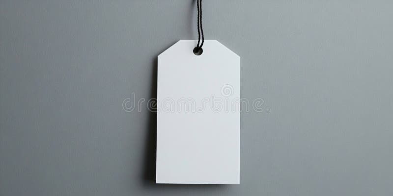 Blank White Tag Mockup Hanging Gray Background High Quality Image Stock ...