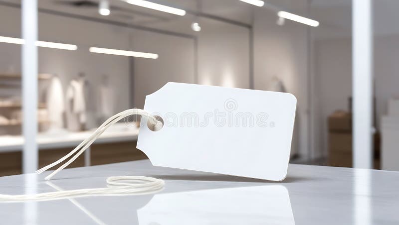 Blank White Tag with Satin Ribbon, Perfect for Branding Stock ...