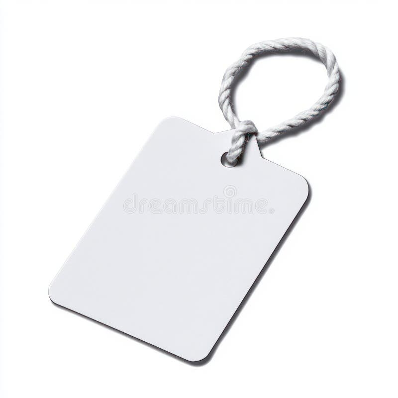 Blank White Tag with String Isolated on White Background Stock ...