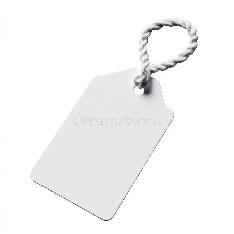 Blank White Tag with String Isolated on White Background Stock ...