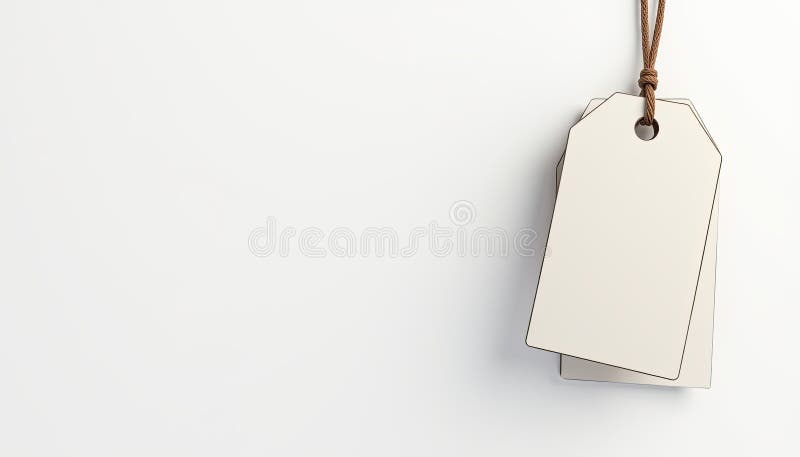 Blank White Tags with a Brown String Against a Plain Background, Ideal ...