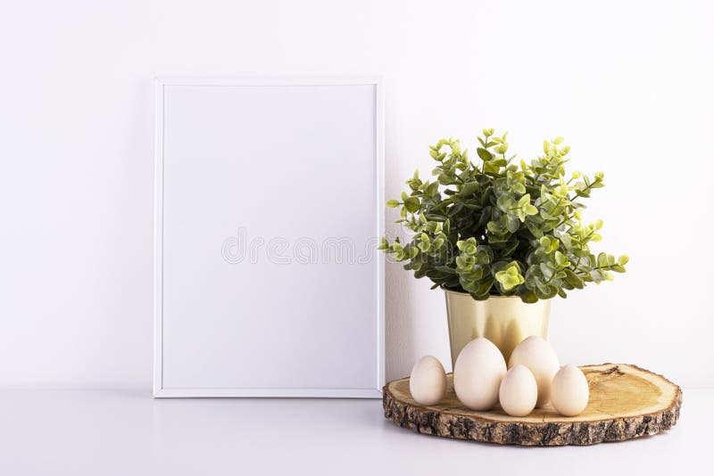 Blank White Text Frame with Easter Eggs on a White Table. the Interior ...