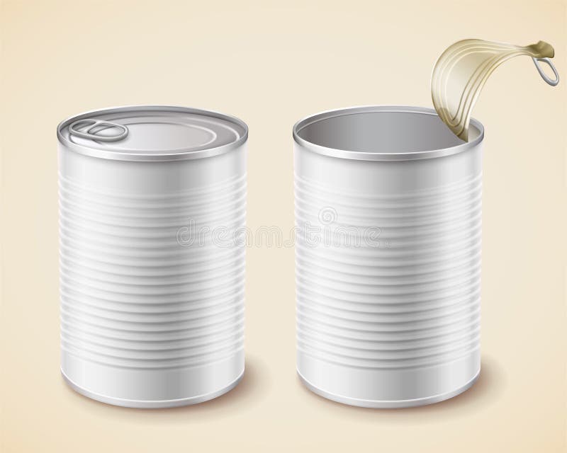 Blank white tin mockup stock vector. Illustration of canned - 282910814