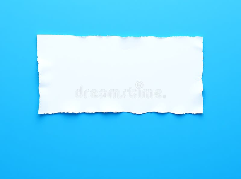 Blank White Torn Paper Strip on Bright Blue Background Ai Generated ...