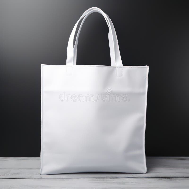 Blank White Tote Bag on a Black Background Stock Image - Image of ...