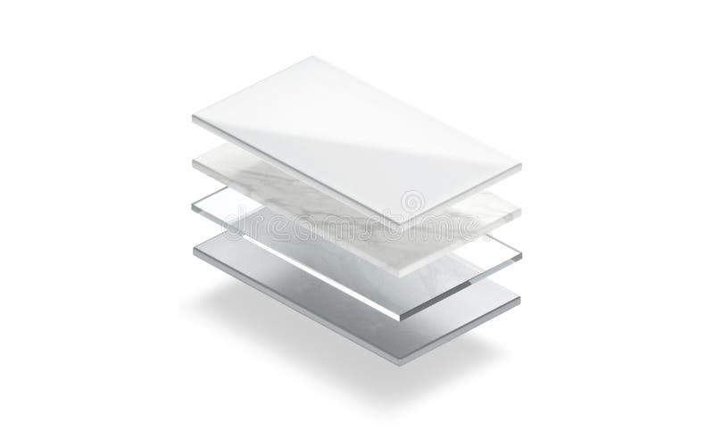 Blank White and Transparent Glass and Marble Material Layers Mockup ...