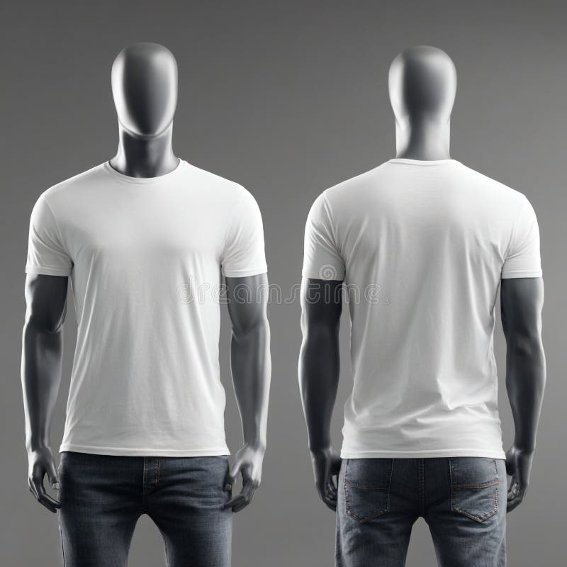 Blank White TShirt Mockup Front Back Views Stock Illustration ...
