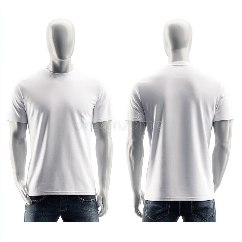 Blank White TShirt Mockup Front Back Views Stock Illustration ...