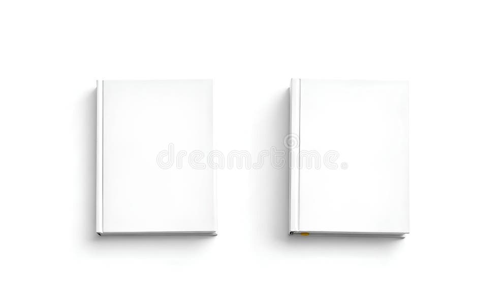 Blank White Two Rectangular Book Mockup Stack, Top View, 3d Rendering ...