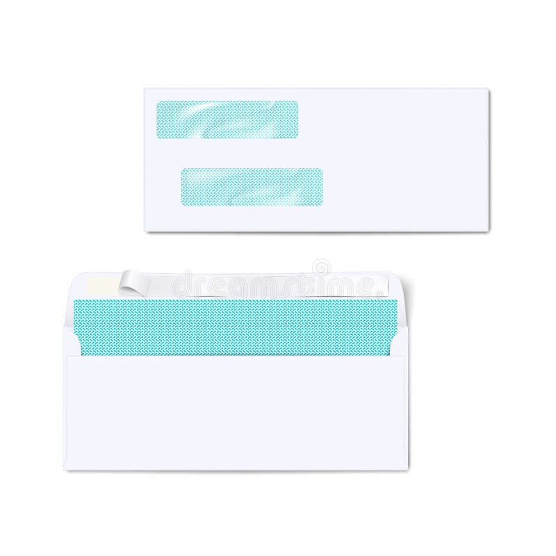 Blank White Two Window Envelope with Security Pattern - Front and Back ...