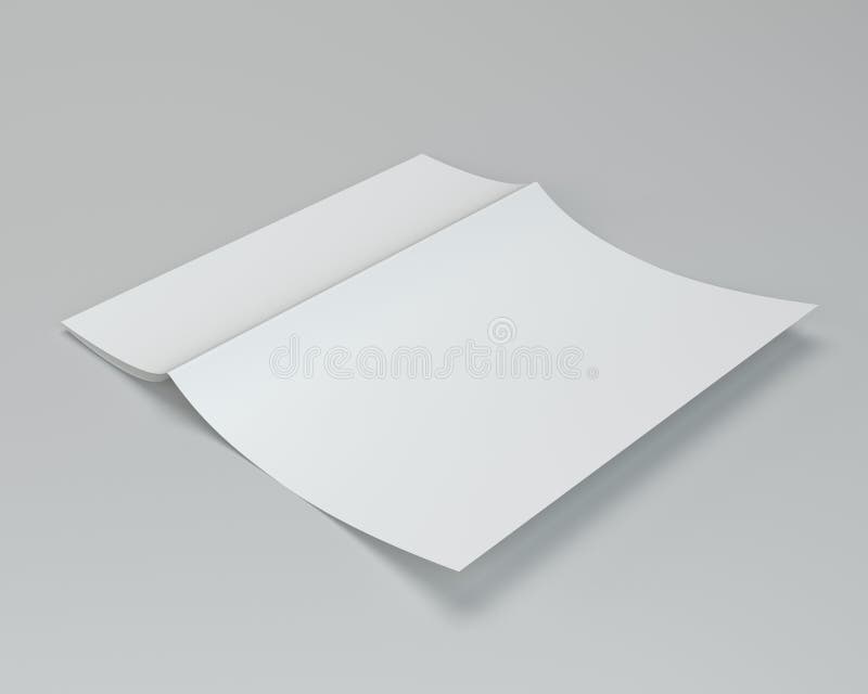 Blank White Unfolded A4 Paper Crumpled. 3d Rendering Stock Illustration ...