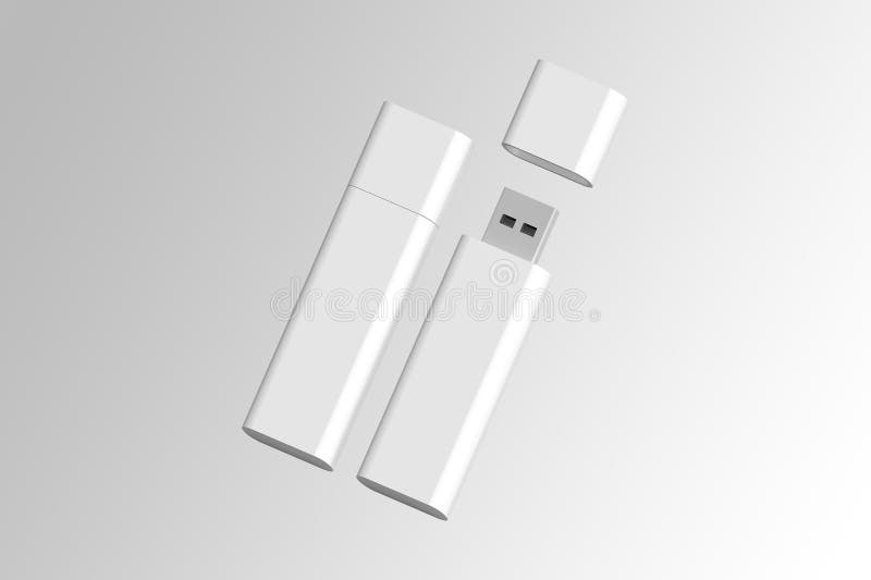 Blank White Usb Disk Design Mockup, Stock Illustration - Illustration ...
