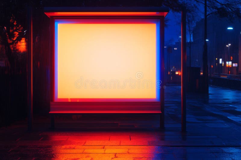 A Blank White Vertical Light Box Mock Up is Situated at a Bus Stop in ...